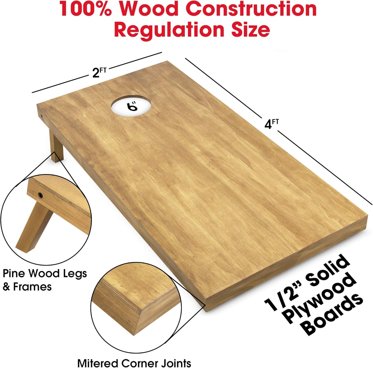 GoSports 4 ft x 2 ft Regulation Size Wooden Cornhole Boards Set with ...